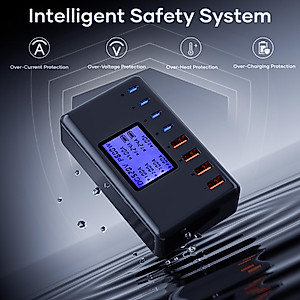 152W USB Charging Station, 8-Port Desktop USB C Charger Station, 20W 4xUSB-C Charger & 18W 4xUSB-A Multiple USB Charging Hub Compatible with iPhone 15/14/13 Pro/Max, iPad, Samsung Galaxy Note S23