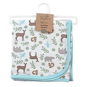 Touched by Nature Unisex Baby Organic Cotton Swaddle, Receiving and Multi-purpose Blanket, Forest, One Size