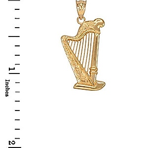 Fine 14k Yellow Gold Harp Music Charm Pendant