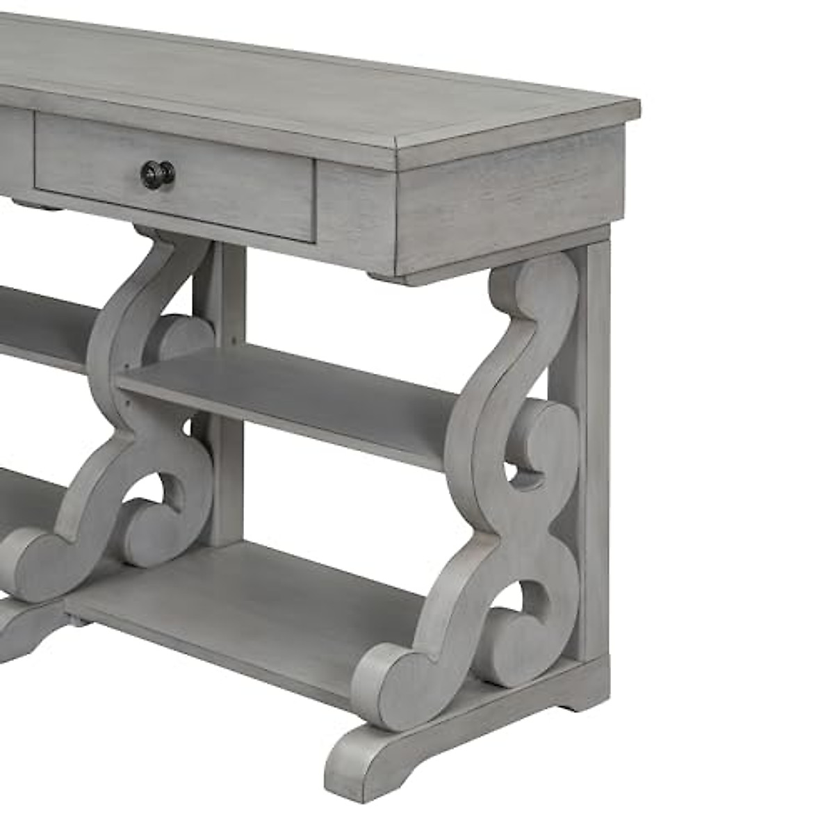 Knocbel Retro Entryway Console Table with 2 Storage Drawers and Adjustable Shelves, Entrance Hallway Foyer Behind Couch Sofa Table Living Room Decor Furniture, Easy Assembly (Antique Gray)