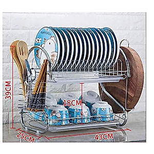 STRAW Drain Rack - Tableware Drying Rack, Kitchen Double Drain Rack, Shelf Storage Rack, Stainless Steel Display Rack, Tableware Rack