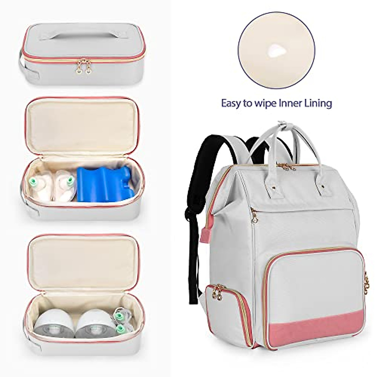 Damero Wearable Breast Pump Bag with Cooler, Compatible with Willow and Elvie Breast Pump, Breast Pump Carrying Bag with Compartment and Laptop Sleeve for Working Moms, Patent Pending