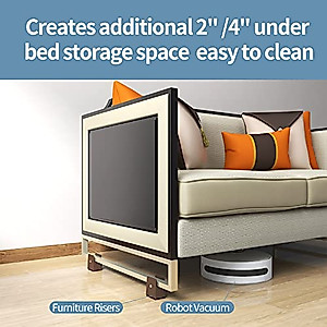 ZDDLOINP Bed Risers with Adjustable Screw Clamp, Fits Thickness of Furniture Frame from 0 to 1.5 Inch, Elevation in Heights 4" Heavy Duty Risers for Table Cabinet Support up to 5000lbs (4Pack, Black)