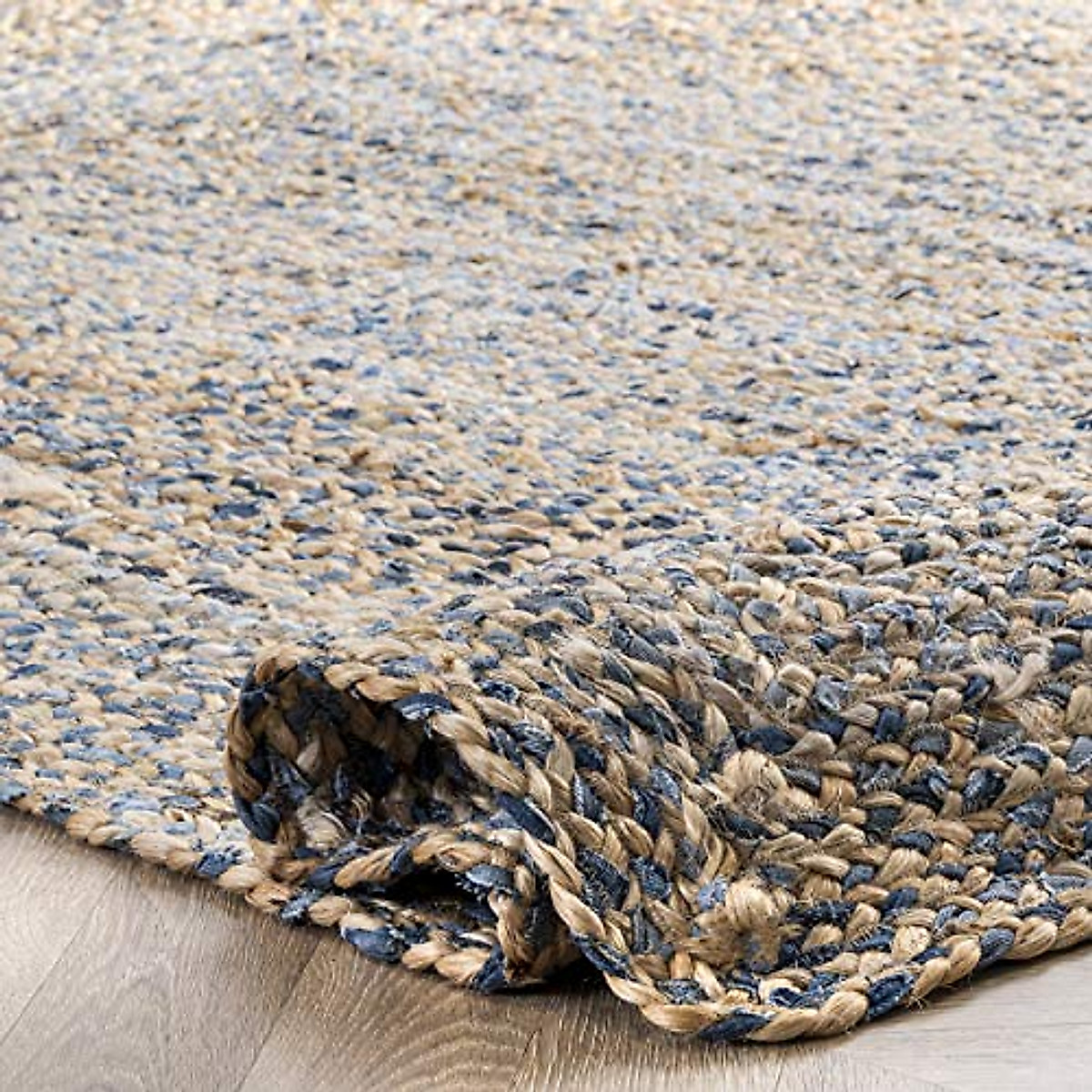 nuLOOM Eliz Braided Denim and Jute Area Rug, 4x6, Blue
