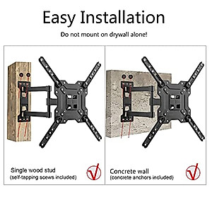 Suptek TV Wall Mount Swivel and Tilt Full Motion for Most 23 to 55 inch TV Mount up to 55lbs max VESA 400x400mm (A1+)