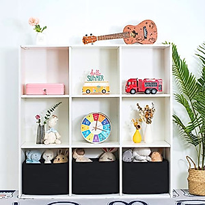 MINTWOOD Design Storage Basket for Shelves, Playroom and Classroom Storage Basket, Book Basket, Decorative Storage Cube Bin, Woven Closet Organizer, Baby Nursery Basket, Full Black