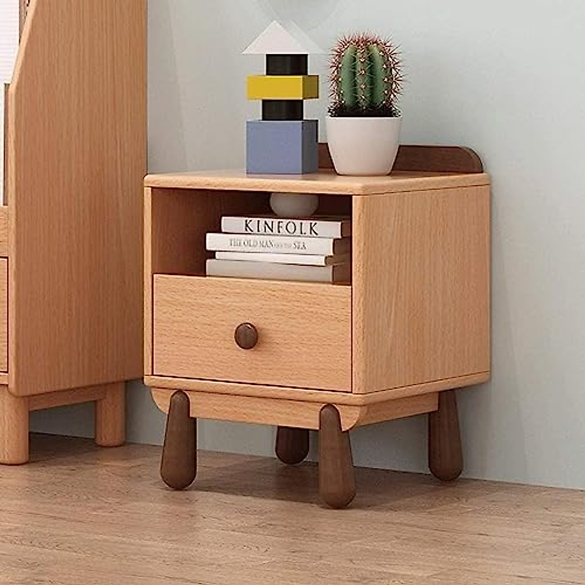 Nightstands Nightstand Cute Beech Wood End Table with Drawer Bedside Table Nordic Bedside Dresse Without Assembly Bedside Cabinet Well Made