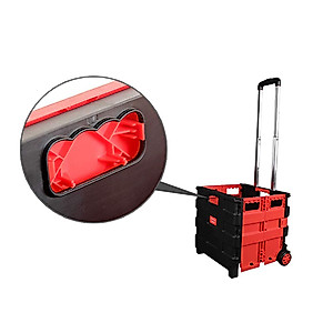 YGCBL Multifunction Portable Hand Trucks,Trolleyshopping Trolley Foldable Aluminum Alloy Engineering Plastic Red Pu Wheel Lightweight High Capacity, 20 Kg Load,B