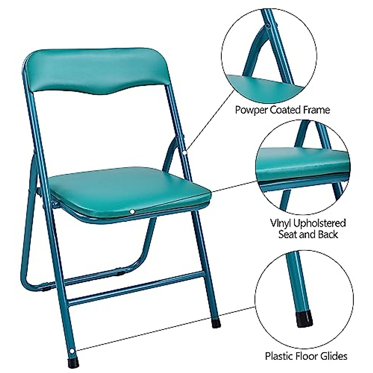 Signature Pack of 2 (Fabric/Vinyl) Steel Frame Metal Foam Padded Folding Chairs for Kids, Green and Red