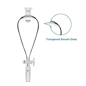 stonylab Separatory Funnel with PTFE Stopcock, 1000 ml Conical Pear-Shaped Heavy Wall Borosilicate Glass Separating Funnel with 24/40 Joints