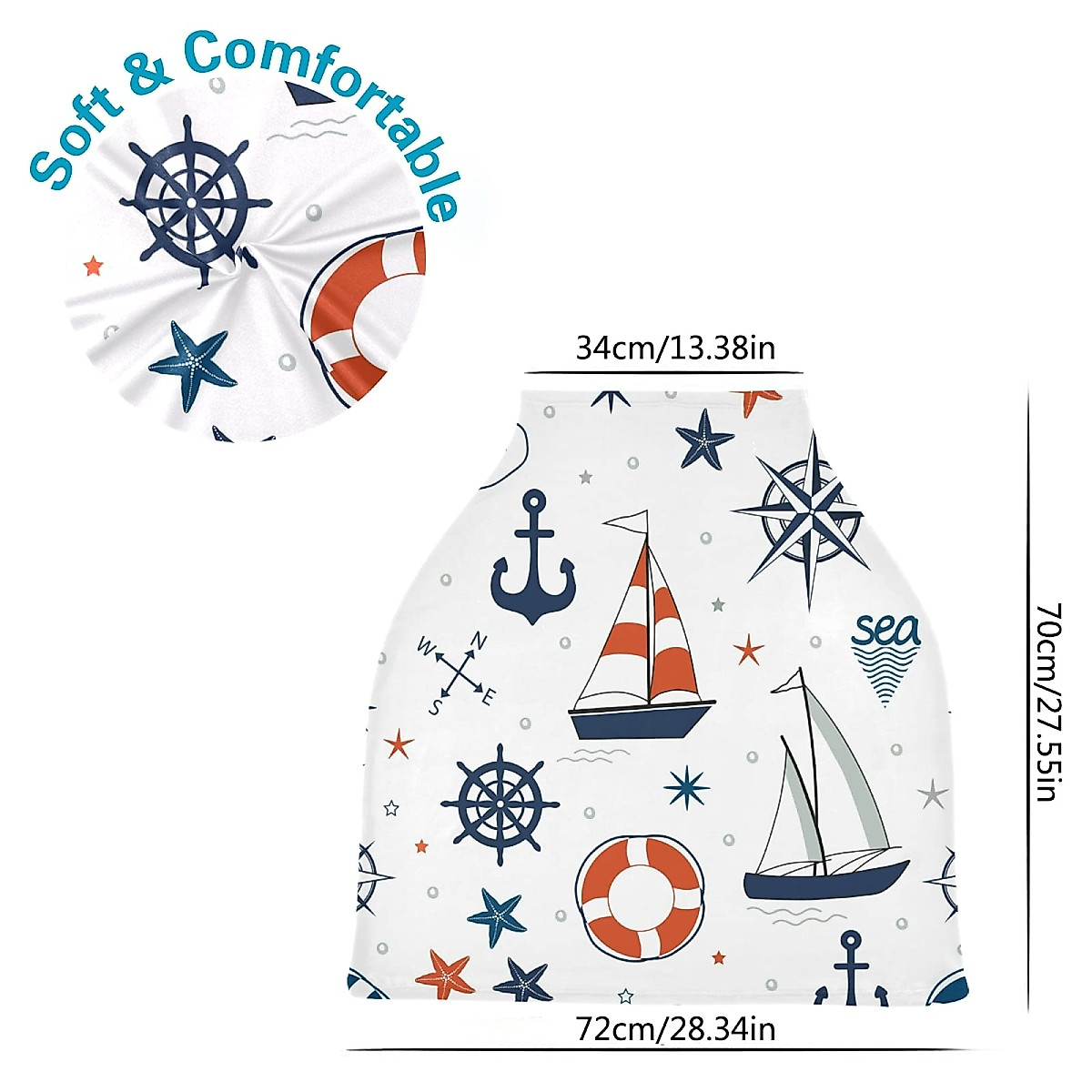 Nursing Cover Breastfeeding Scarf Sailboat Anchor Nautical- Baby Car Seat Covers, Stroller Cover, Carseat Canopy(8ya7h)