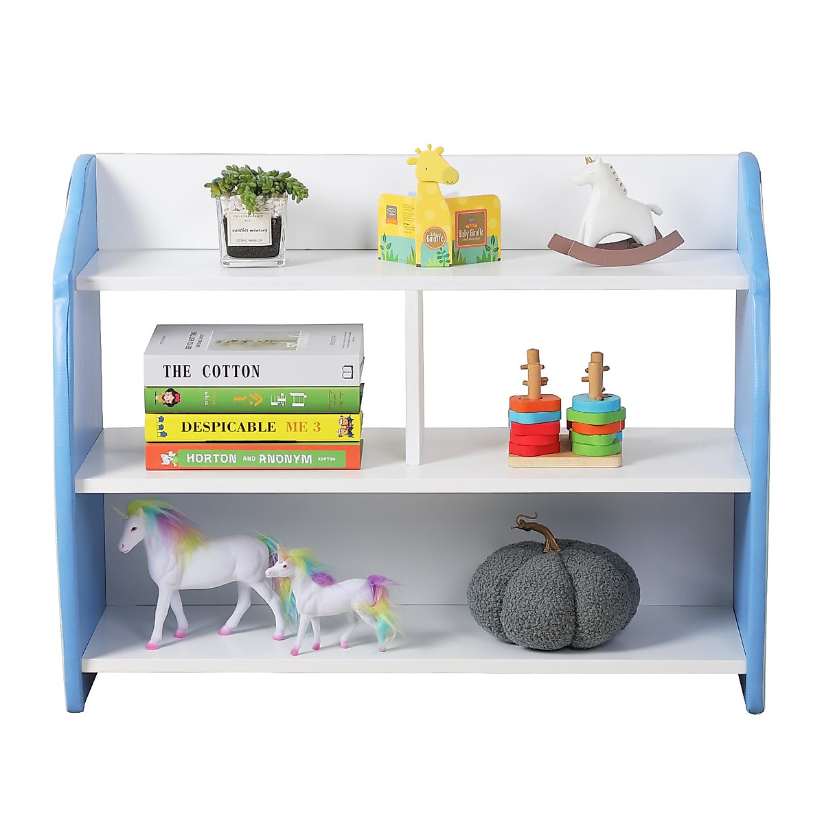 AFBKSS&BB Kids Book Shelf, Children Storage Shelf, Kids Storage Wood Shelf, Children Storage Desk,Toy Storage Cabinet,-Shark Blue