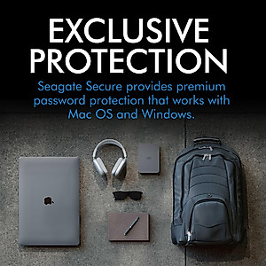 LaCie Mobile Drive Secure 2TB External Hard Drive Portable HDD - Space Grey, USB-C 3.2, for PC and Mac, Post-Consumer Recycled, with Adobe All Apps Plan and Rescue Services (STLR2000400)