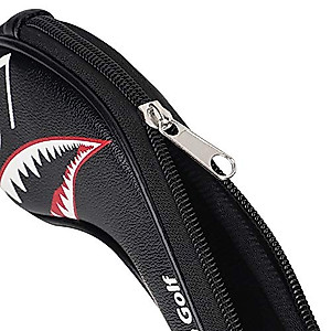 Craftsman Golf 10pcs/Set Shark Golf Club Iron Head Covers Headcover with No. on Both Sides Suitable for Right and Left Handed Golfer Zipper Closure (Iron Headcover)