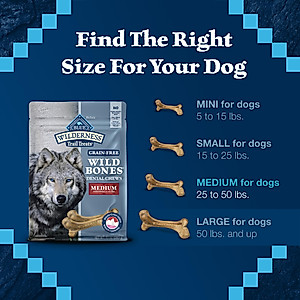 Blue Buffalo Wilderness Wild Bones Grain-Free Dental Chews Dog Treats, Medium, 27-oz Bag