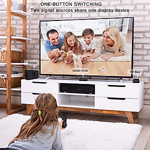 Rybozen KVM Switch HDMI 2 Port Box, 2 Computers Share Keyboard Mouse and HD Monitor,HUD 4K (3840x2160),Support Wireless Keyboard and Mouse Connections