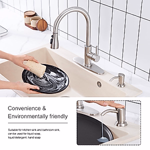 GAGALIFE Built in Counter Soap Dispenser (Brushed Nickel) for Kitchen Sink and Extension Tube Kit, Anti-Leakage Upgrade with 40" Tube No More Top Refill