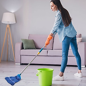 16 Pack Commercial Mop Head Replacements Looped End Wet Mop Head Heavy Duty Mop Heads Cotton String Mops Blue Industrial Cleaning Mop Head Refills for Commercial Industrial Home Cleaning