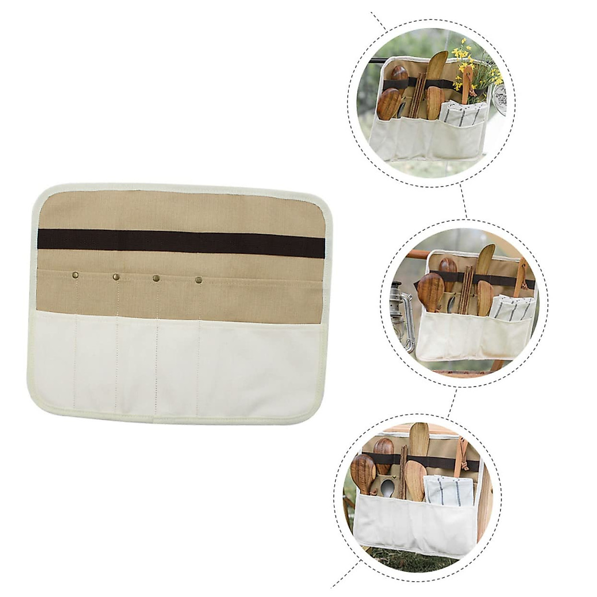 INOOMP 1pc Outdoor Storage Bag Camping Cutlery Organizer Tableware Bags Utensil Storage Bag Outdoor Tableware Pouch Picnic Tableware Storage Bag Guard Travel Canvas Hanging Spoon Pocket