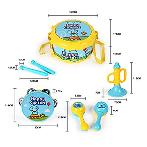 Baoli Kids Musical Instruments Toys ,Toddler Musical Instruments Toys Set Trumpet, Percussion, Maraca, Tambourine Birthday Gifts for Ages 1-3 Boys Girls and Children