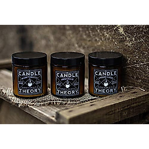 Candle Theory Man Cave Stuff Men Candles Set, Crackling Candles Man Cave Home Decor Woodwick 4 Oz Candels Gift Men Manly Candles Men Scented Warm Tobacco Cigar Smoked Suede Fresh Shave Wood Wick