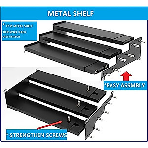 Jojocross Spice Rack Organizer for Cabinet, 3-Tier Expandable Spice Storage,Great for Kitchen Cabinet,Cupboard,Pantry and Countertop More 1 Pack/Black
