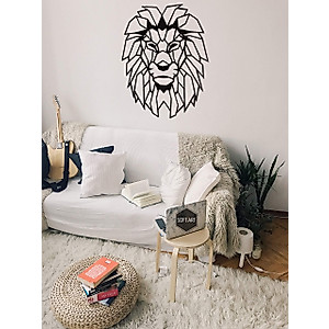 SOFT ART HOME Modern Wall Art Lion Head, Geometric Metal Wall Decor Size 20”Hx16”W for Home, Office and Living Room, Africa Themed House Warming Gift