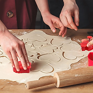 FVVMEED 4 Pieces Valentine's Day Love Couple Rose Diamond Biscuit Cutters Cookie Stamps Plunger Cutter Fondant Molds Embossing Spring Mold Press Cupcake Gum Paste Sugar Craft Decorating Baking Tool