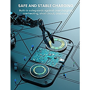 Dual Wireless Charger for Samsung Galaxy Watch and Phone, Duo Charging Pad for Galaxy Watch 5/4/3,Active 2/1,Charging Station for Galaxy Buds 2/+/Pro/Live (Black)