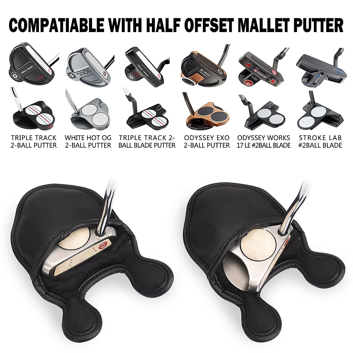 Big Teeth Mallet Putter Headcover Mallet Putter Cover, Putter Cover Mallet Putter Cover Magnetic, Center Shaft Putter Headcover Fits Odyssey 2 Ball Series Putters