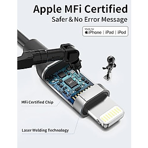 Coiled Lightning Cable for Car (3FT/6FT), 2Pack Retractable iPhone Charger Cord Fast Charging, [MFi Certified] Short Apple CarPlay USB to Lightning Cord for iPhone 14 13 12 11 Pro Max XR XS 8 SE, iPad