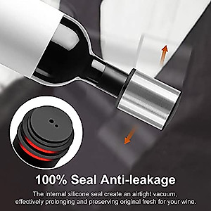 Wine Stopper - HOOMIL １ 𝐏𝐚𝐜𝐤 Stainless Steel Vacuum Wine Bottle Stopper, Reusable Wine Saver, Wine Accessories Gift for Friends, Family, Wine Lovers - Silver