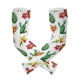 Cactus Flowers Arm Sleeves to Cover arms for women men Anti-Slip UV SUN Protection Clothing for Adult Men Women Bike Hiking Golf Cycle