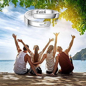 BEILIN 925 Sterling Silver Faith Cross Ring Inspirational Jewelry Gifts Adjustable Rings for Women