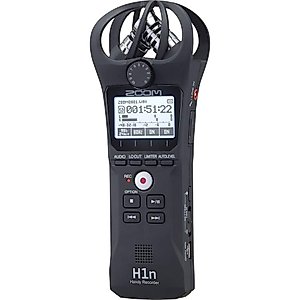 Zoom H1n Portable Recorder, Onboard Stereo Microphones, Camera Mountable, Records to SD Card, Compact, USB Microphone, Overdubbing, Dictation, For Recording Music, Audio for Video, and Interviews