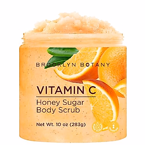 Brooklyn Botany Vitamin C Honey Sugar Scrub for Body 10 oz – Deeply Hydrating and Gently Exfoliating Body Scrub for Women and Men – Moisturizing and Nourishing the Skin