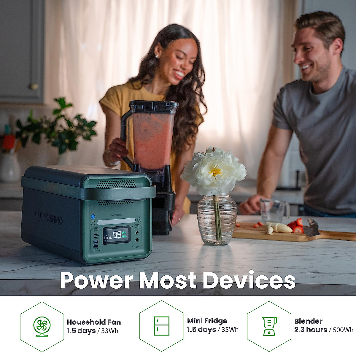 Yoshino B2000 SST True Solid-State Portable Power Station 1,326Wh, Solar Optional Generator, UPS Battery Backup, Fast Charging for Jobsite, Outdoor Camping, Vans, RV, Off Grid, Emergency Backup