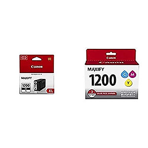 Canon PGI-1200XL Pigment Black Ink Tank Compatible to MB2120, MB2720, B2020, MB2320 and CanonInk MAXIFY PGI-1200 3Color Multi Pack Ink