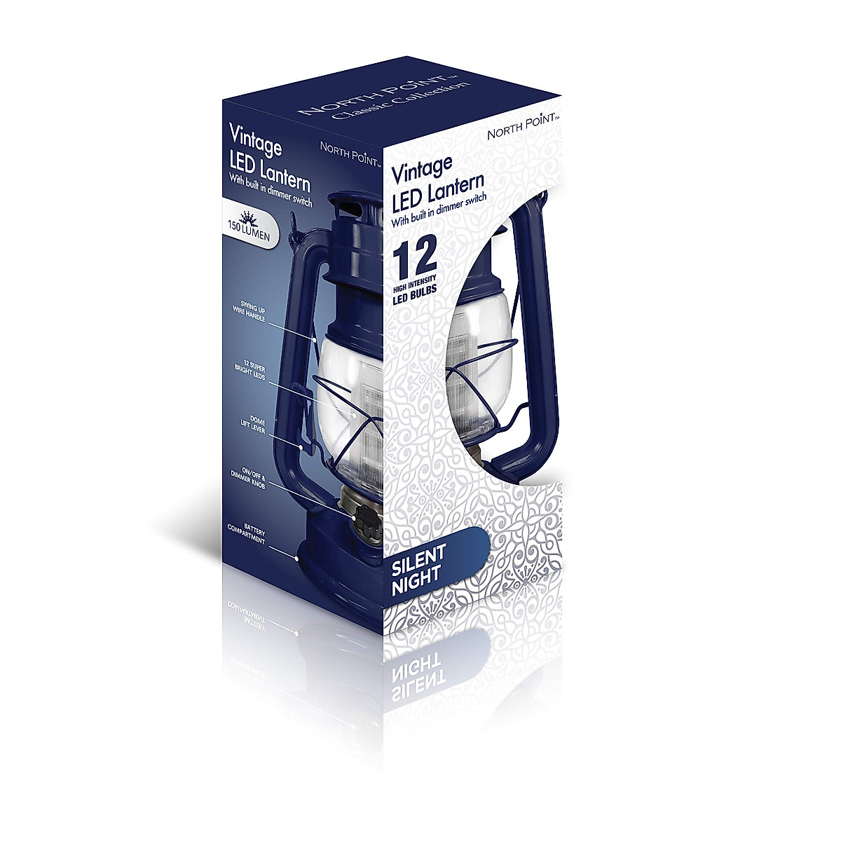 Northpoint 12-LED Lantern Vintage Style, Dark Blue, 10"x6"x6"