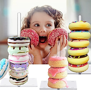 OLAJUNE Acrylic Donut Stands,Clear Acrylic Bagels Holder Doughnut Dessert Stand Table Decoration for Wedding Birthday Party Donut Party Supplies Donut Stand(4 Pieces, Two Each of 10 and 15 inch)