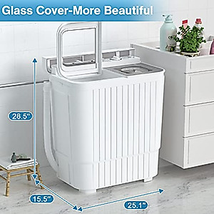 Atripark Portable Mini Washing Machine Washer with Twin Tub, Dryer Wash and Spin Dryer 21.6lbs Capacity For Camping, Apartments, Dorms, College Rooms, RV’S, Delicates(Grey)
