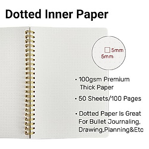 AOU 2-Pack Spiral Dotted Notebooks, A5 Journals With 100gsm Thick Dot Grid Paper, Aesthetic Bullet Dotted Journals with 200 Pages&2 Gel Pens For School&Office Supplies, 8.3"x5.7" (Brown)