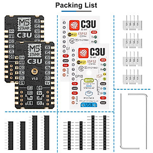 MakerFocus M5Stack M5Stamp C3U Development Kit: 2pcs ESP32-C3 Wi-Fi IoT Development Board Microcontroller for Industrial, Smart Home, wearables, DIY Supports Ar duino ESP32-IDF