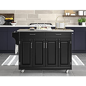 Homestyles Create Kitchen Cart, Stainless Steel Top, Black