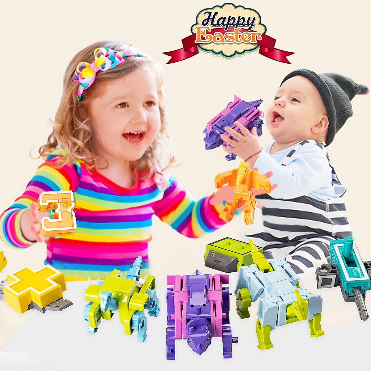 puxida Number Robots Transforming Action Figure Toys for Montessori Teaching, School Classroom Rewards, Carnival Prizes, Preschool Educational STEM Math Toys for Kids Boys Girls (10 Pieces)