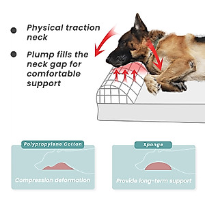 Laifug Orthopedic Memory Foam Extra Large Dog Bed with Pillow and Durable Water Proof Liner & Removable Washable Cover & Smart Design (Large (46"x28"x8"), Grey)