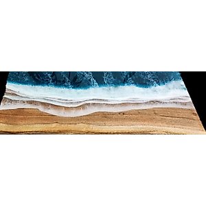 Epoxy Table, Beach View Wooden Epoxy Table, 72" x 36" Inch Natural Effect of Returning Water on Beach Dining Table, Natural Wood Epoxy Eating Table, Resin Table, Piece of Conversation