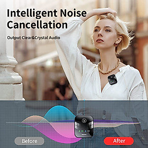 Kinglucky Wireless Lavalier Microphone, Mini Wireless Lapel Video Mic System for Tiktok, YouTube, Vlog with Noise Cancellation, Compatible with iPhone, DSLR, Camcorder, Android Smartphone