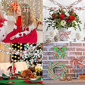 peony man Christmas Wired Edge Ribbon Candy Burlap Ribbon 2.5 Inch Red Green Xmas Crafts Ribbons for Christmas Bow Wreath Gift Wrapping DIY Crafts, 30 Yards