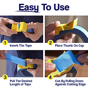 Foampro 149 Tape Cap Compact Tape Dispenser, 3-Pack for 1”, 1 1/2” and 2” Masking and Painter’s Tape | DIY Painting Accessories | Tape Corners, Create Labels, Arts & Crafts Projects & More!